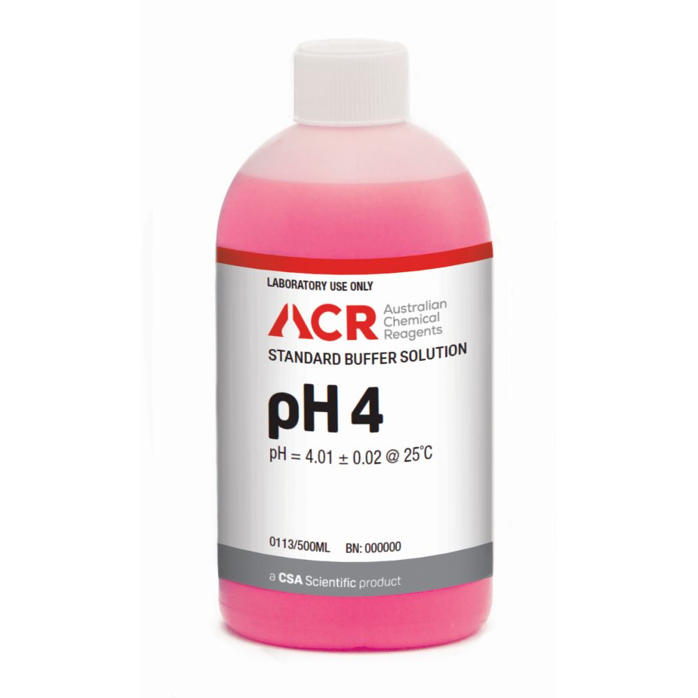 0113/1L - Buffer pH 4 @ 25C (Red) | Chem-Supply | Australia